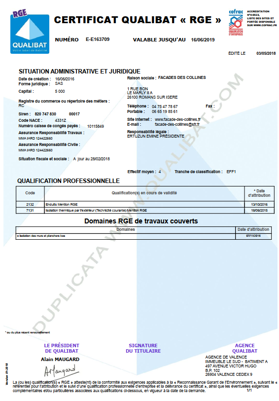 Façade des collines - Qualifié RGE